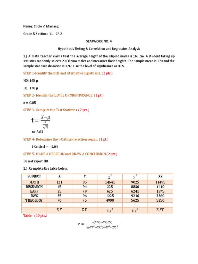 Seatwork No. 4 | PDF