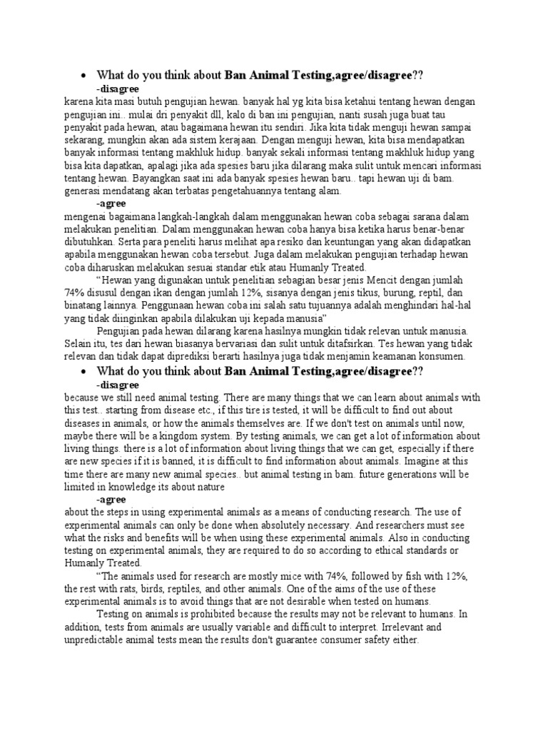 Ban Animal Testing, Topic For Next Week | PDF | Sains & Matematika