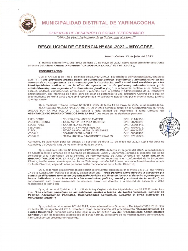 Resolucion Junta Directiva Ah | PDF | Gobierno local | Principios éticos