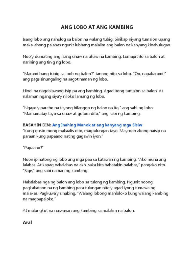 Ang Lobo at Ang Kambing | PDF