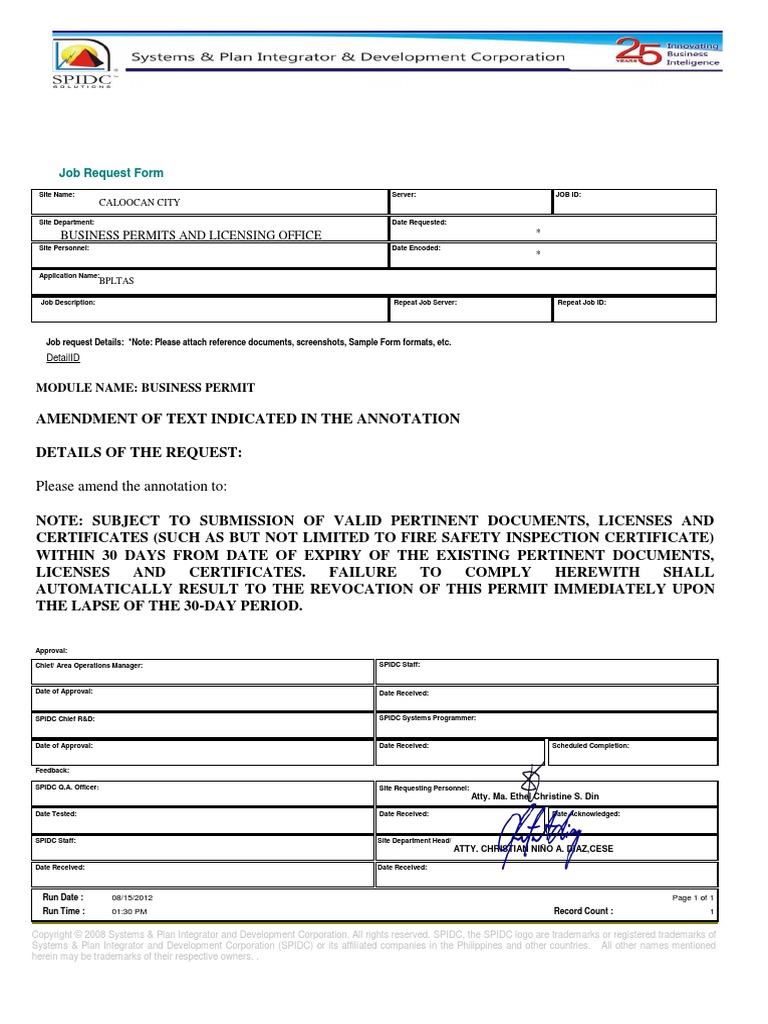 Spidc Job Request Amendment | PDF | Monopoly (Economics) | Intellectual ...
