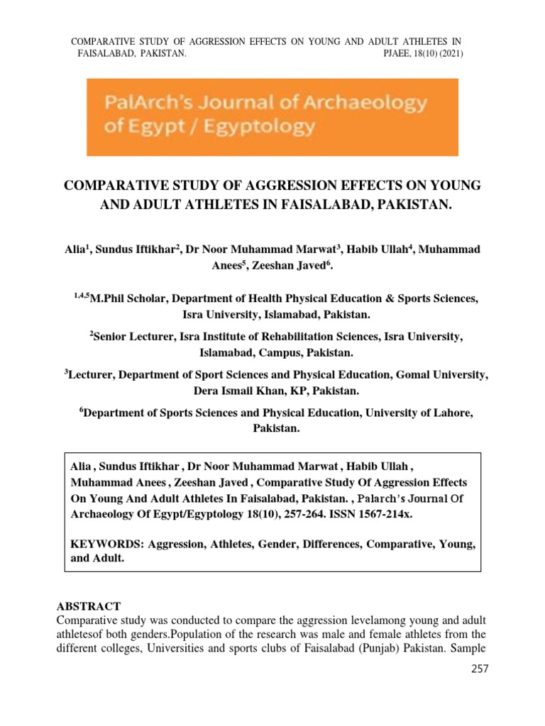 Alia Artical (X) COMPARATIVE STUDY OF AGGRESSION EFFECTS ON YOUNG AND ...