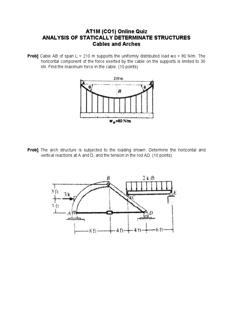 Cable Structure Analysis Quiz | PDF