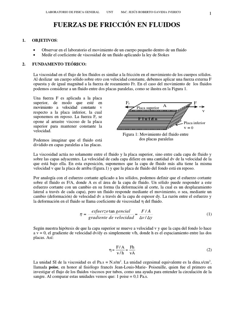 04 Fuerzas de Friccion en Fluidos | PDF | Fricción | Viscosidad