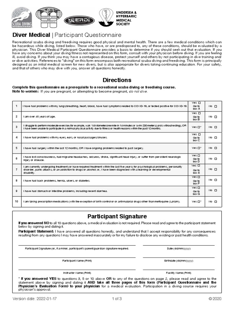 SDI Forms 16 Medical Questionnaire | PDF