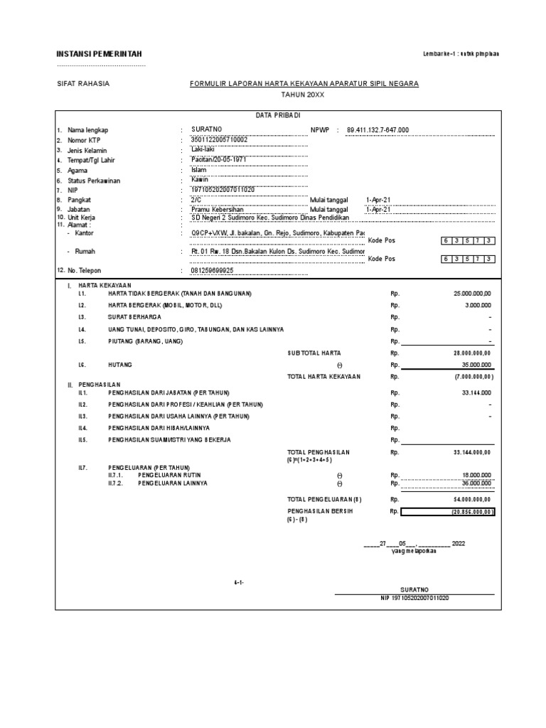 Formulir Lhkasn Rev41 | PDF