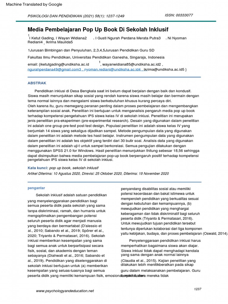 Media Pembelajaran Pop Up Book Di Sekolah Inklusif | PDF