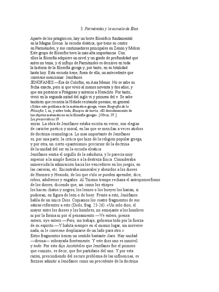 Historia de La Filosofía (Parménides) | PDF | Metafísica | Filosofía ...