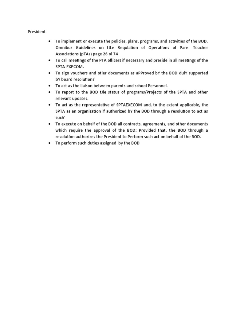 PTA Leadership Roles & Duties | PDF | Justice | Crime & Violence