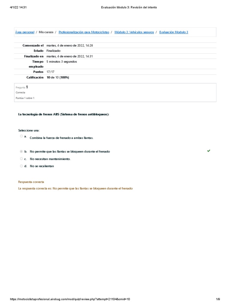 Evaluación Módulo 3: Vehículos Seguros | PDF | Motocicleta | Transporte