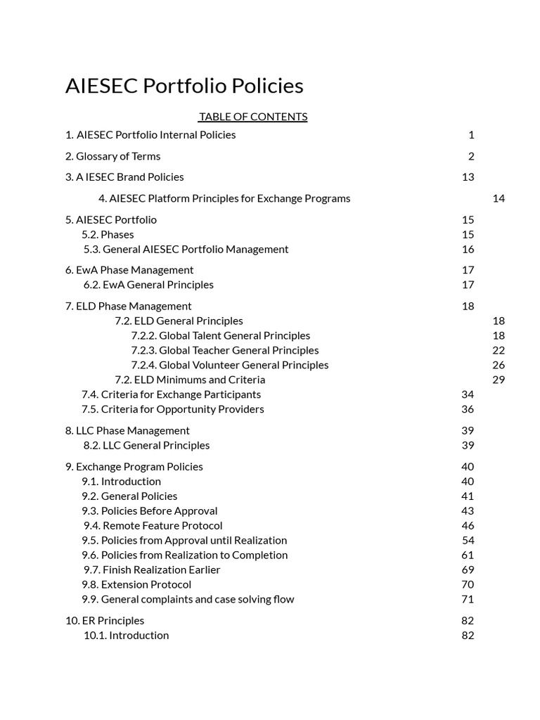 AIESEC Portfolio Internal Policies 2021 | PDF | Leadership | Business