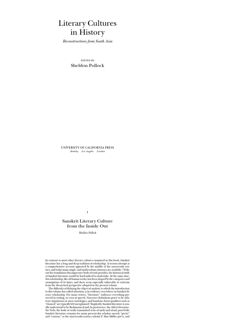 Sanskrit Literary Culture From The Inside Out Sheldon Pollock | PDF ...