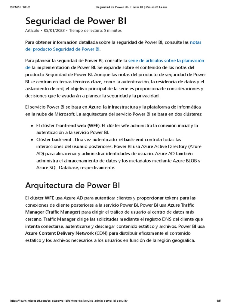 PBI Seguridad de Power BI - Power BI - Microsoft Learn | PDF ...
