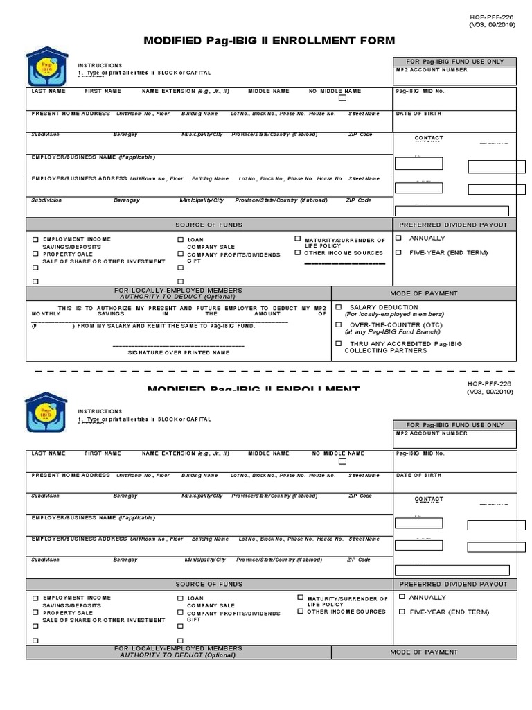 Pag-IBIG MP2 Enrollment Form Guide | PDF | Dividend | Economies