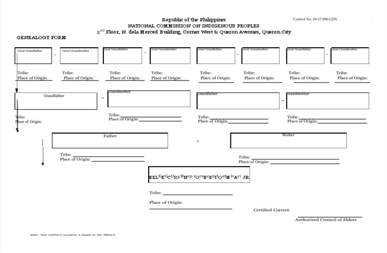 Ncip Genealogy Form | PDF | Indigenous Peoples | Ethnic Groups