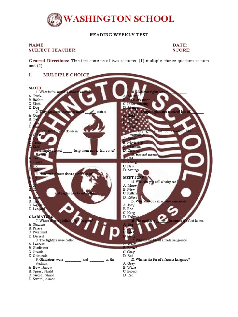 Reading WeeklyTest Luna | PDF | Fruit | Taste