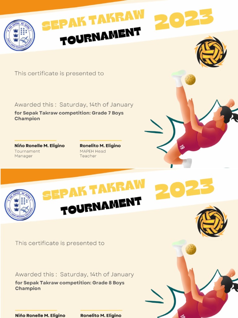 Sepak Takraw Certificate | PDF