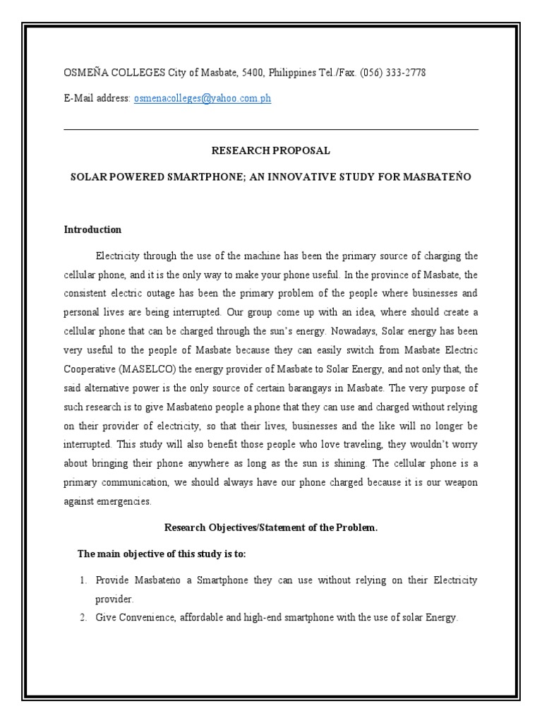 Research Proposal BM200 Final Output | PDF | Solar Power | Photovoltaics