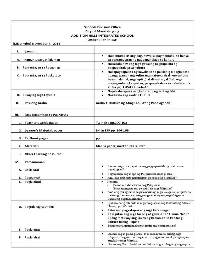 ESP Aralin 1 Y3 | PDF