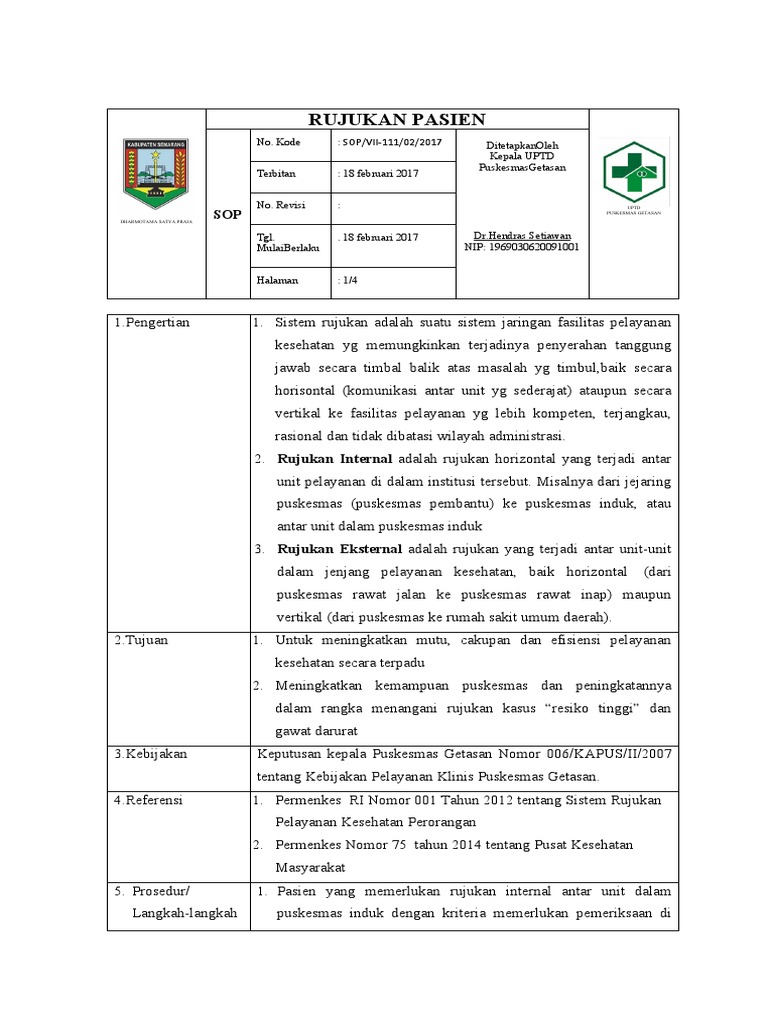 Sop Rujukan Internal Eksternal | PDF | Pengembangan Diri | Kesehatan ...