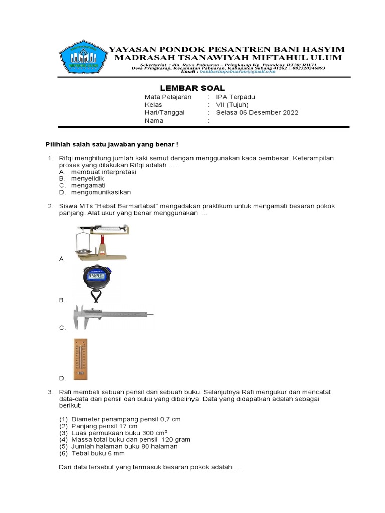 Soal Ipa Fix | PDF | Sains & Matematika