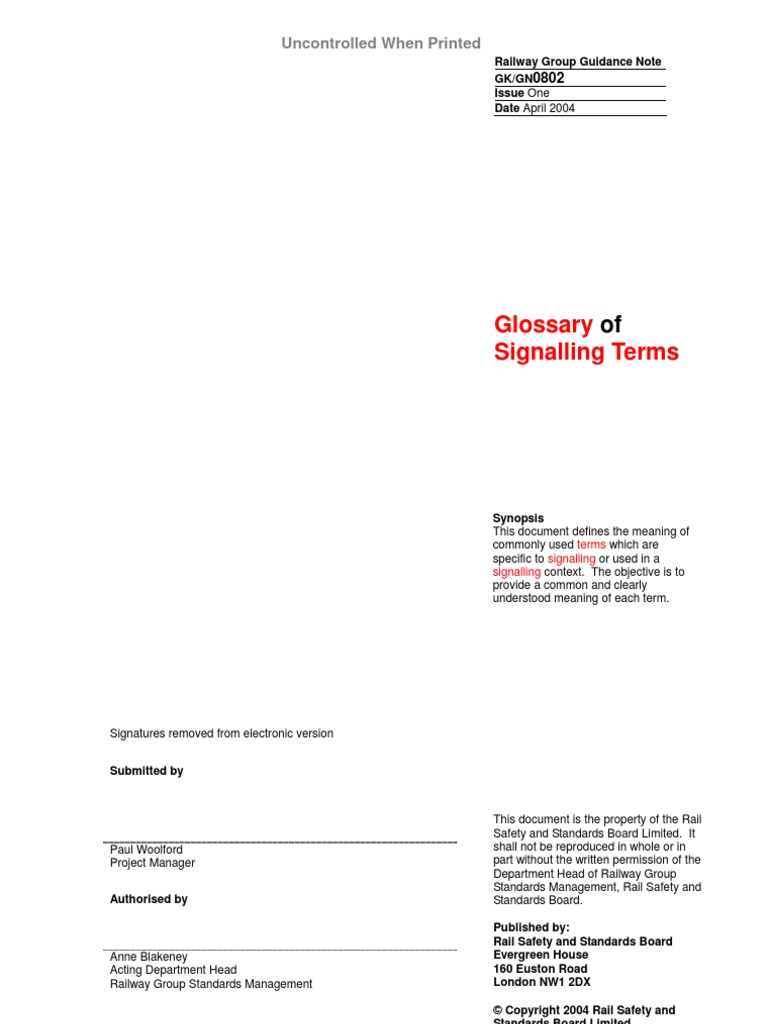 GKGN0802 Glossary | PDF | Track (Rail Transport) | Rail Transport