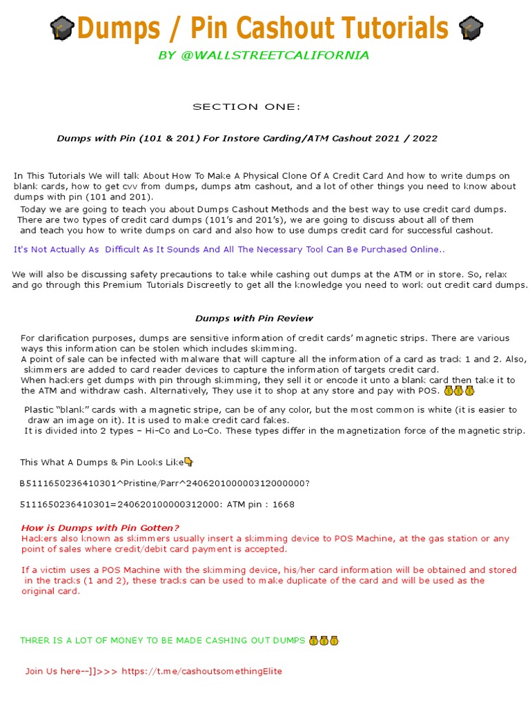 Dumps With Pin Cashout Tutorials. PDF | PDF | Automated Teller Machine ...