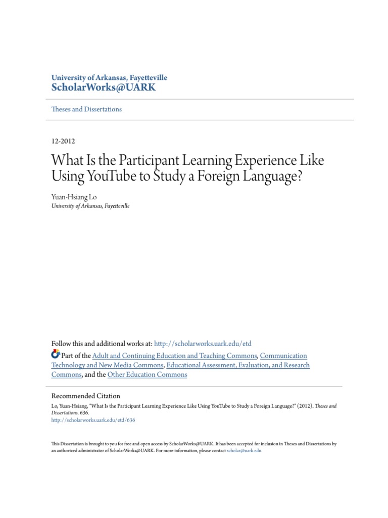 What Is The Participant Learning Experience Like Using YouTube | PDF ...