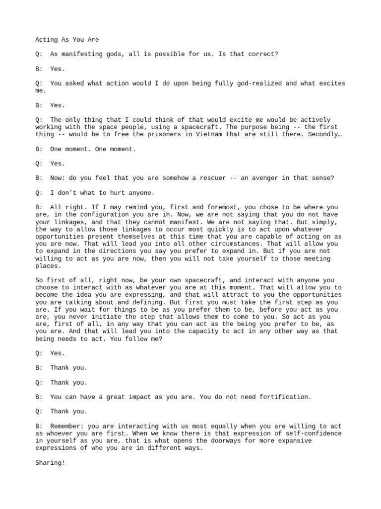 Bashar - Acting As You Are | PDF
