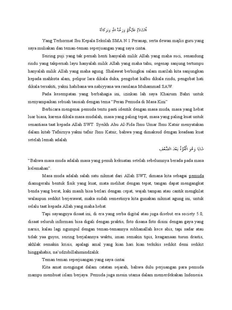 Bahan Ceramah Pidato Remaja | PDF