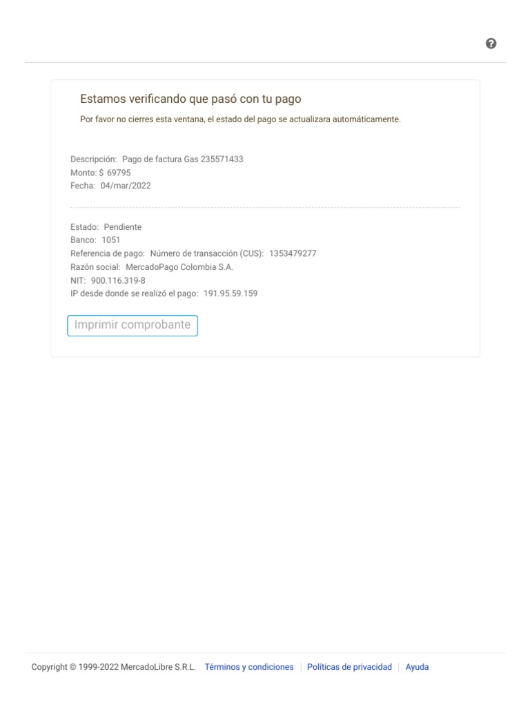 Comprobante de Pago en MercadoPago Con Pse | PDF