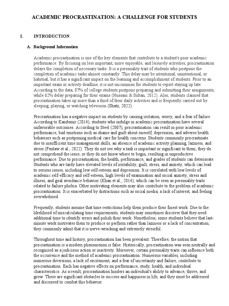 Academic Procrastination | PDF | Professional Skills | Procrastination