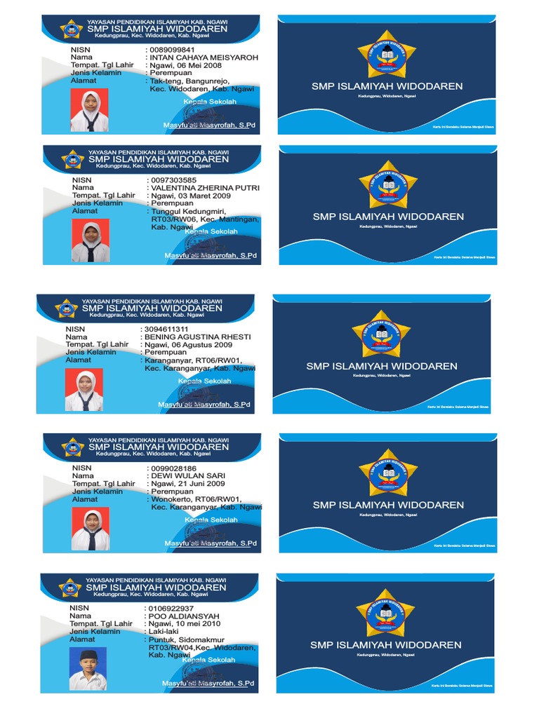 Kartu Pelajar SMP Islamiyah Widodaren | PDF