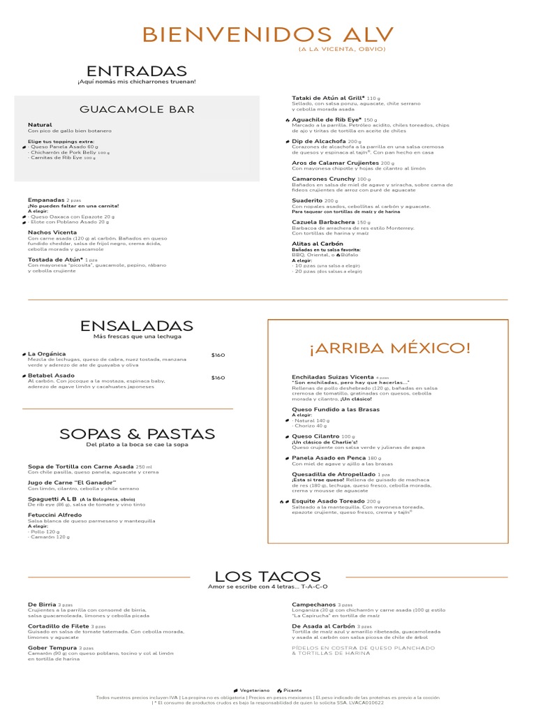 LV Menu ESP | PDF | Cilantro | Parilla