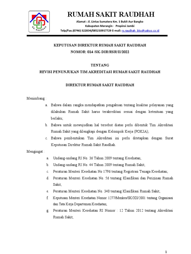 Revisi SK Tim Akreditasi 2021 | PDF