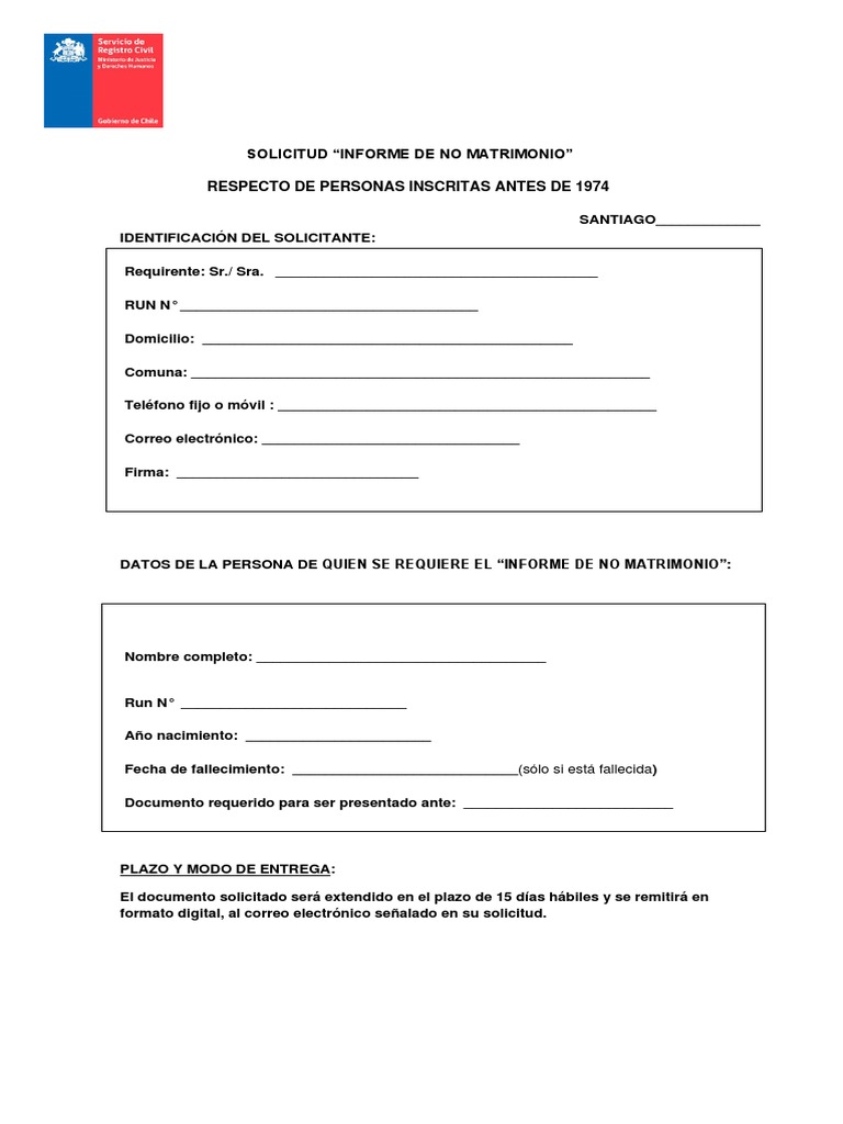 Solicitud Web Informe No Matrimonio | PDF