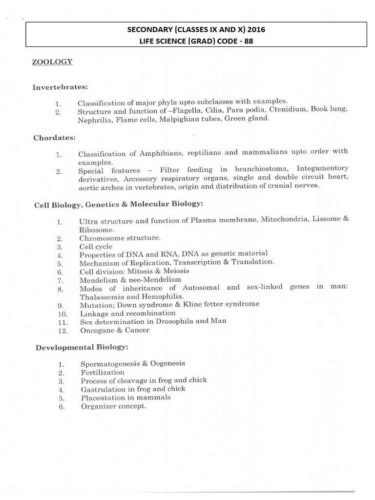 LIFE SCIENCE GRAD Syllabus | PDF