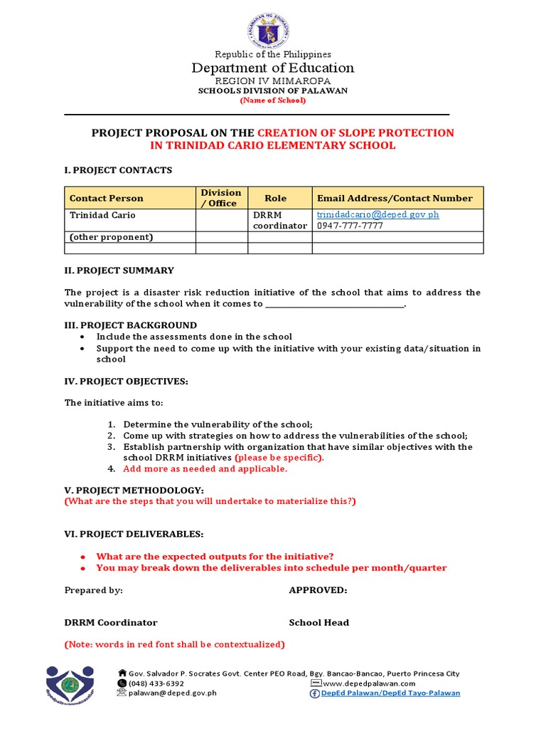 DRRM Project Proposal for Trinidad Cario | PDF | Career & Growth