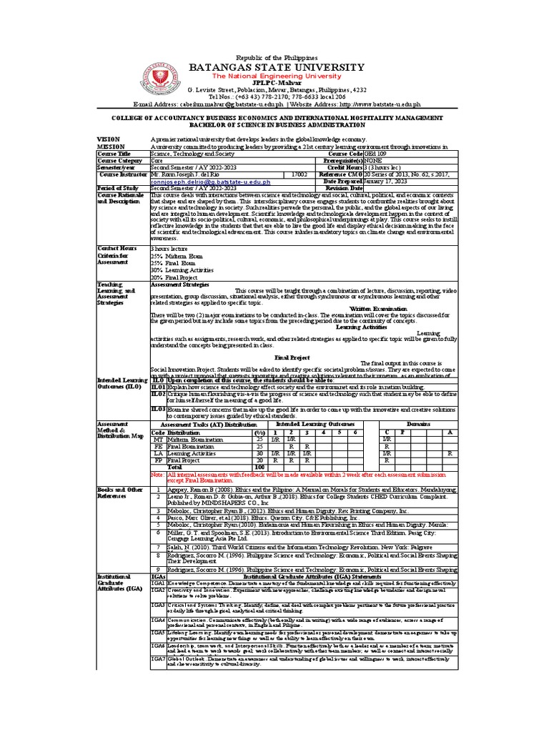 Ged 109 Sts Second Sem Ay 2022-2023 Ba | PDF | Leadership | Science