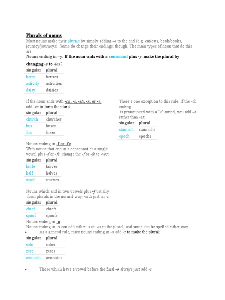 Plural of Nouns | PDF | Plural | Grammatical Number