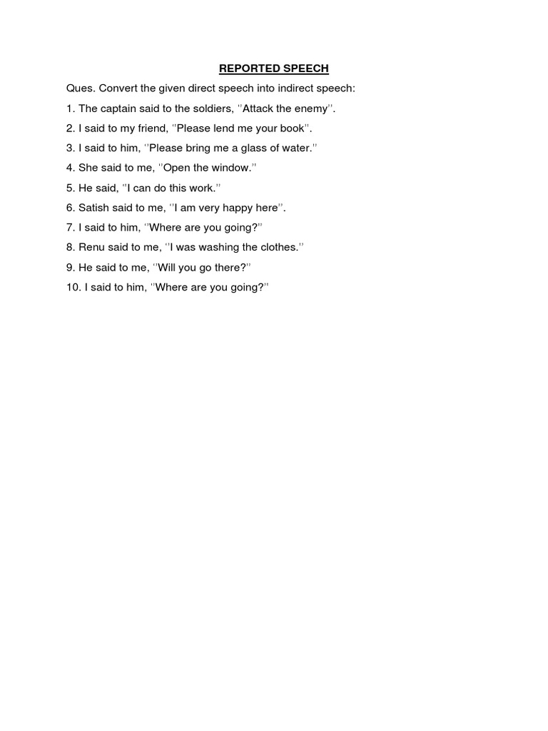 Reported Speech-Practice Exercises | PDF