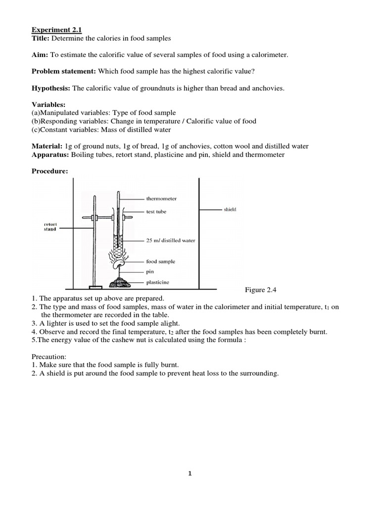 Experiment 3 | PDF | Calorie | Temperature