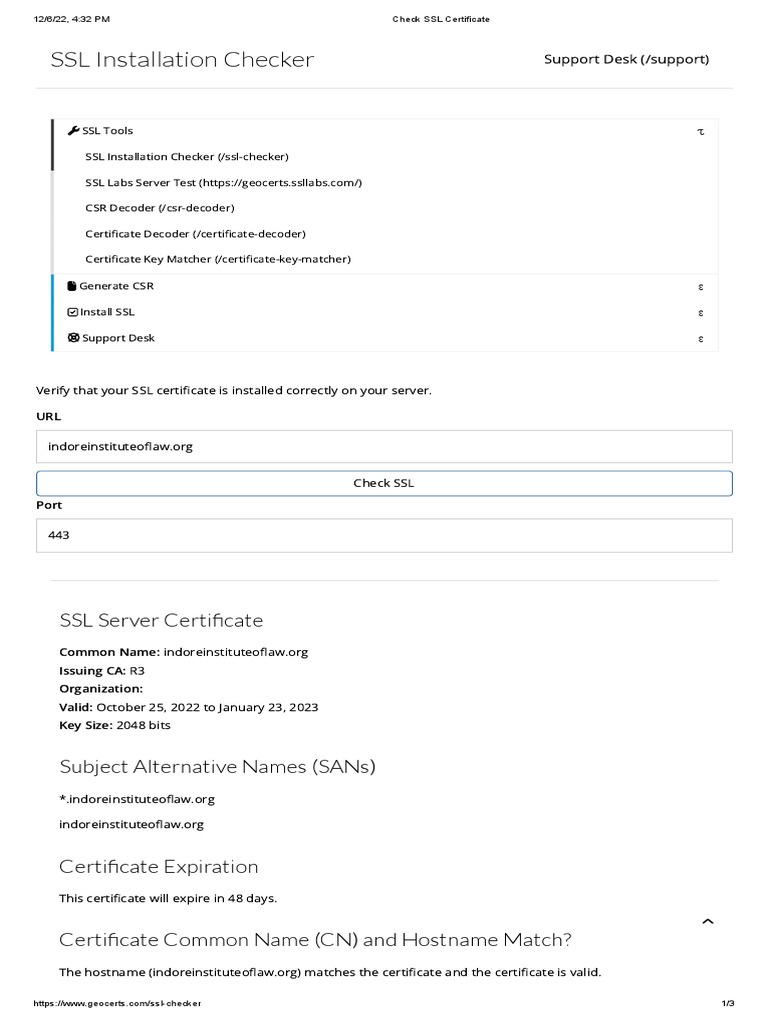 Check SSL Certificate - SSL | PDF