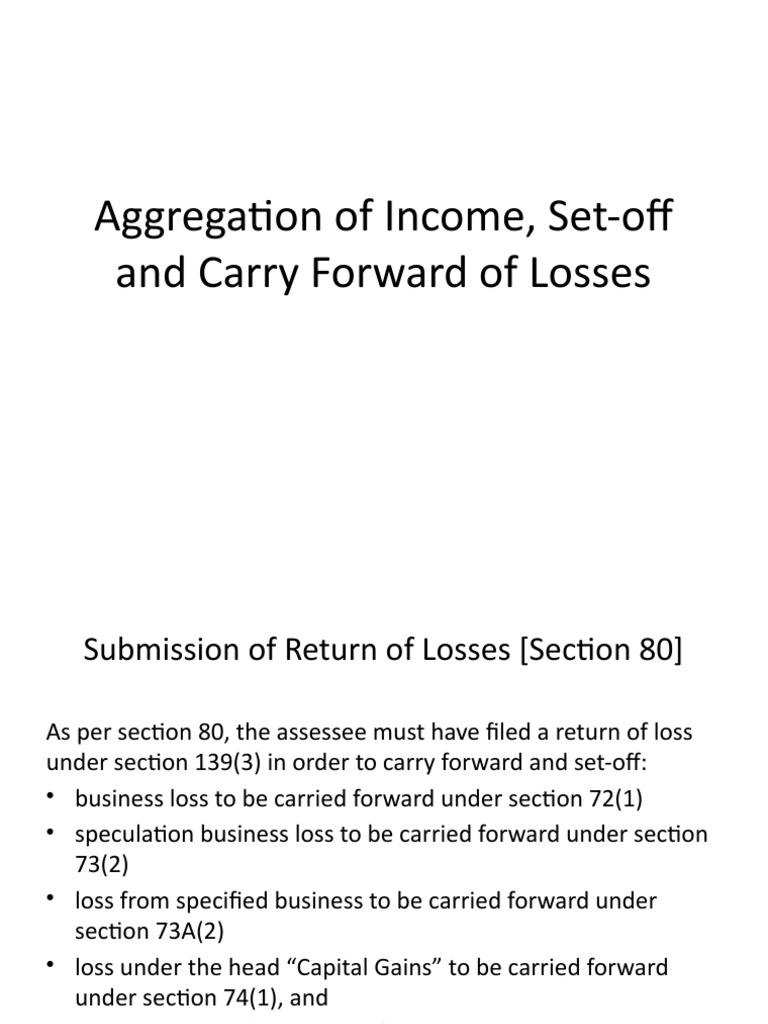 Aggregation of Income, Set-Off and Carry Forward | Download Free PDF | Capital Gains Tax ...
