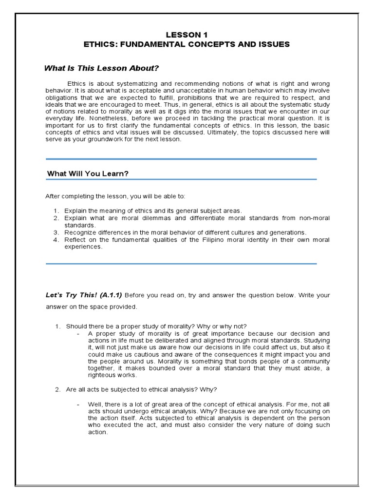 Ethics Activities Medina (FM1-B) | Download Free PDF | Morality ...