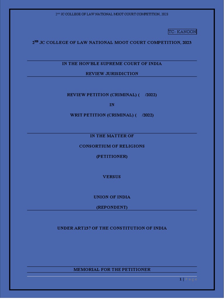 Final Petitioner Memorial | PDF | Marriage | Adultery