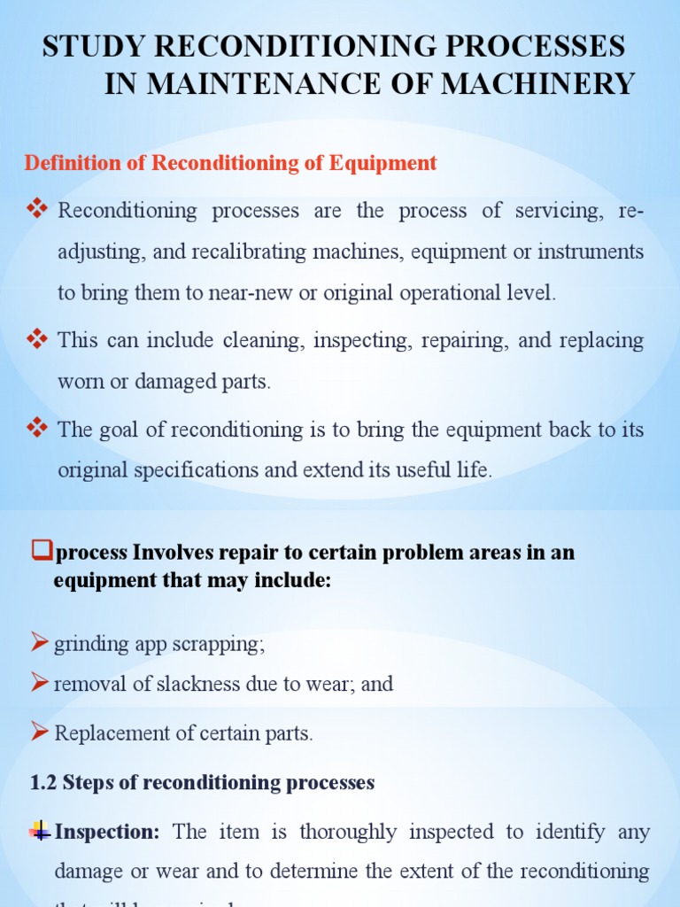 Reconditioning Processes for Machinery | PDF | Actuator | Economic Sectors