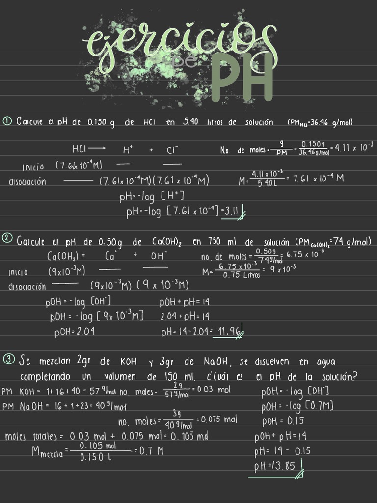 Ejercicios de PH | PDF | Química analítica | Química