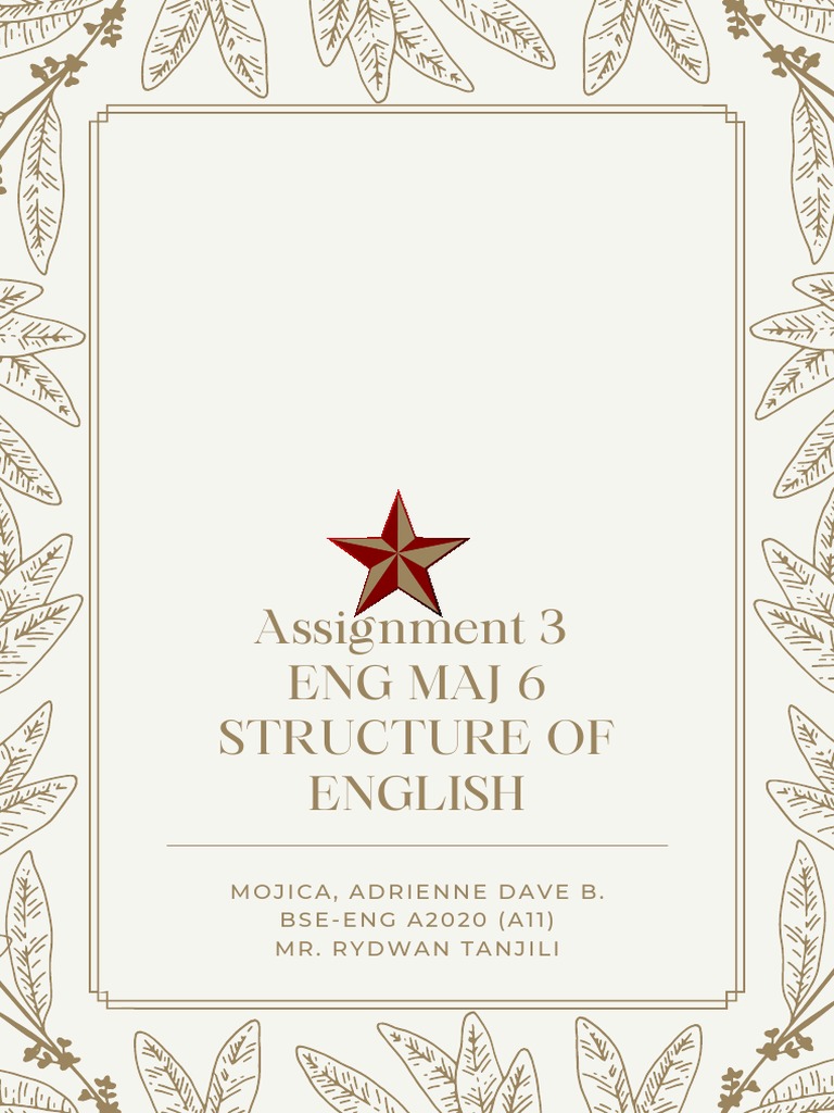 Assignment 3 Eng Maj 6 Mojica, Adrienne Dave B. Bse-Eng A2020 | PDF | Plural | Adjective