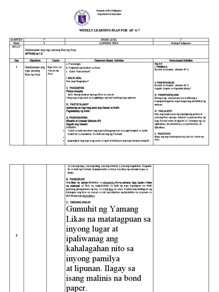 Weekly-Plan-AP 7 (Week 3) | PDF